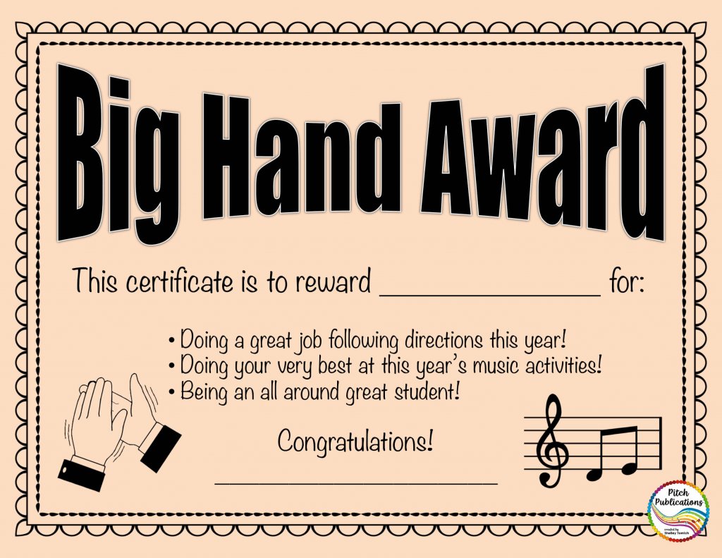 Big Hand Award: Editable reward system for elementary