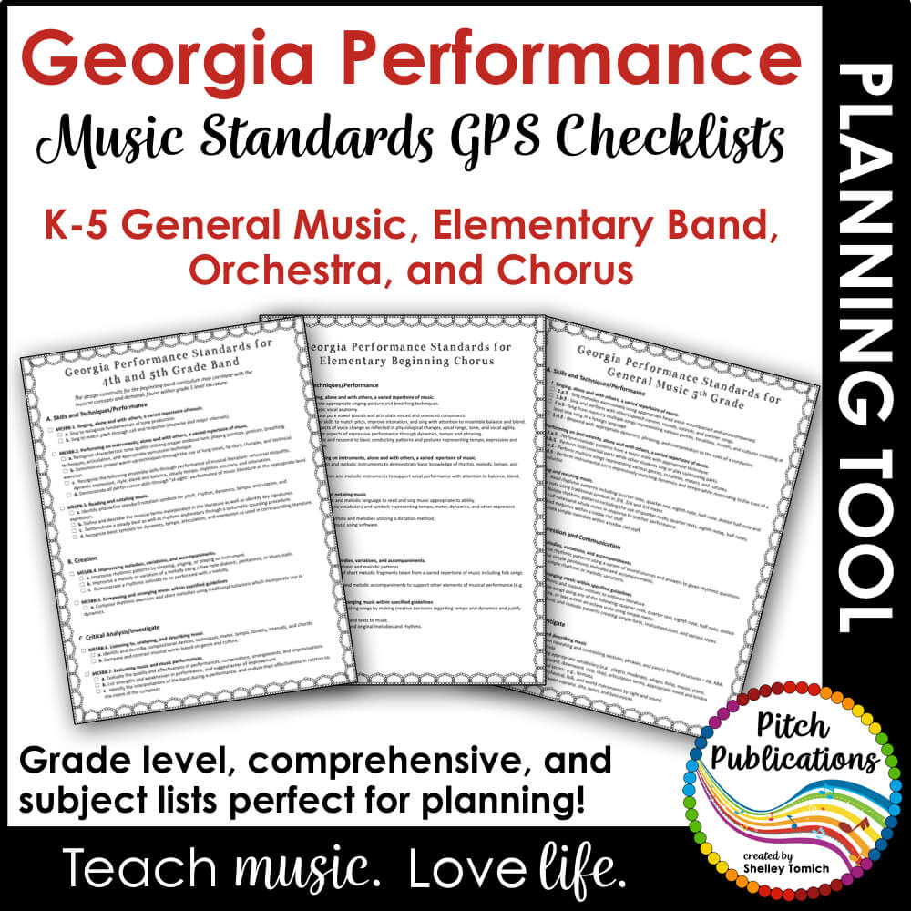 Georgia Performance Standards - Music - Checklist for Lesson Plans K-5