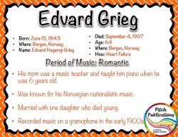 Musician of the Month: EDVARD GRIEG - Lesson Plans & Bulletin Board