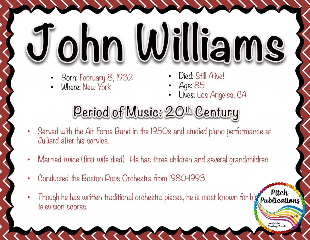 Composer of the Month JOHN WILLIAMS - Activity set