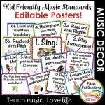 Kid Friendly Elementary Music Standards Posters - Custom - Editable