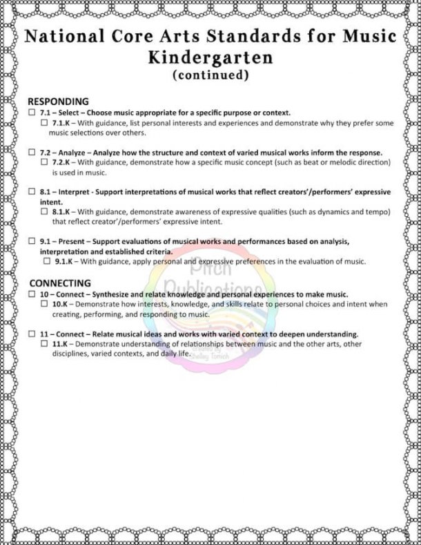 National Core Arts Standards - Music Standards - Checklist for Lessons