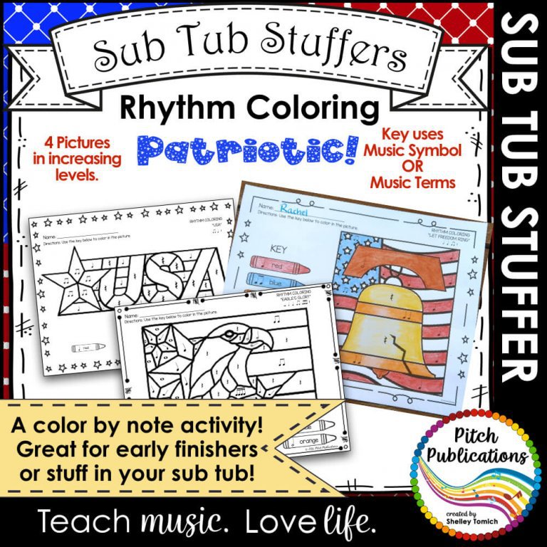 Sub Tub - Rhythm Coloring: Patriotic - Color by Note - rhythm levels