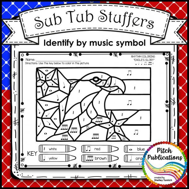 Sub Tub - Rhythm Coloring: Patriotic - Color by Note - rhythm levels