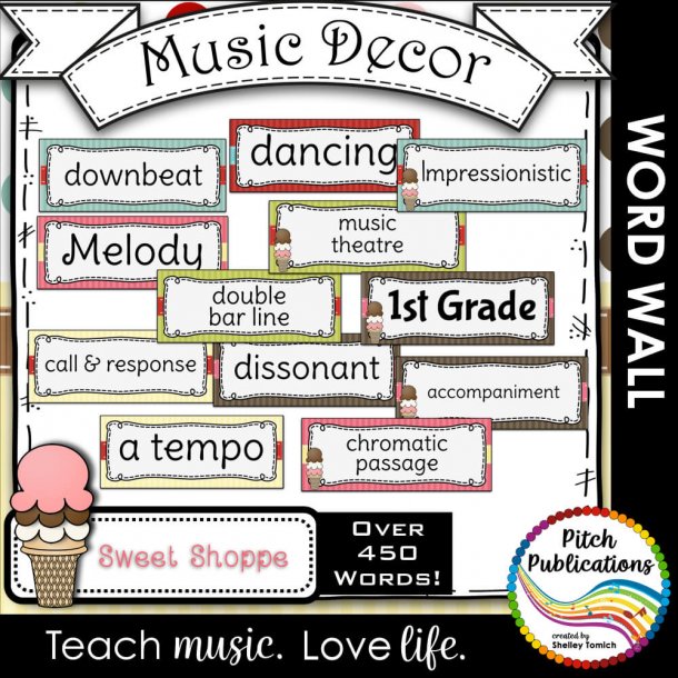 Music Decor - SWEET SHOPPE - Music Word Wall