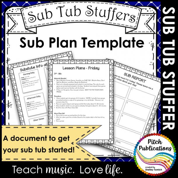 Music Sub Tub Stuffers: Music Sub Plan Template - Substitute Plans