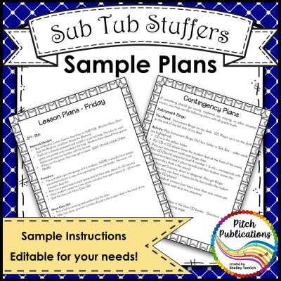 Music Sub Tub Stuffers: Music Sub Plan Template - Substitute Plans