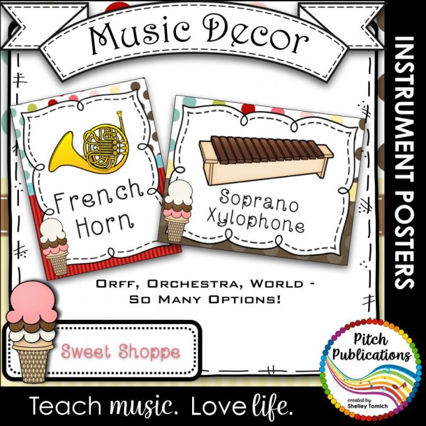 Music Decor - SWEET SHOPPE Instrument Posters Orchestra and MORE!