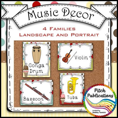 Music Decor - SWEET SHOPPE Instrument Posters Orchestra and MORE!