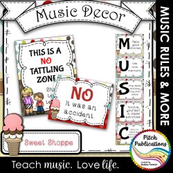 Music Decor BUNDLE - SWEET SHOPPE - Music classroom decorations!