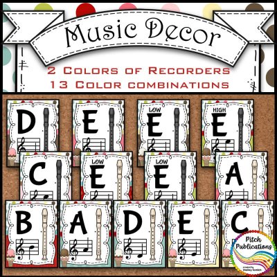 Recorder Fingering Chart Posters v1 - Music Decor SWEET SHOPPE