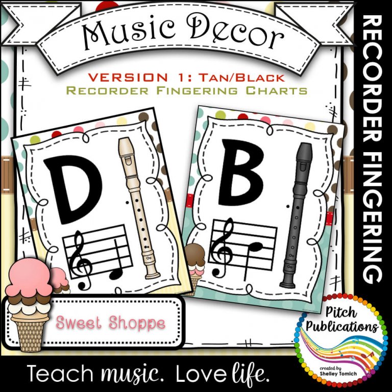 Recorder Fingering Chart Posters v1 - Music Decor SWEET SHOPPE