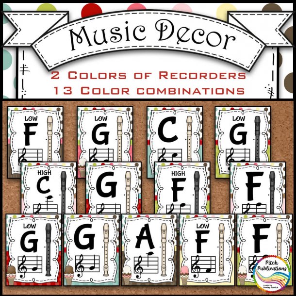 Alto Recorder Fingering Chart Posters v2 Black/Tan- Sweet Shoppe