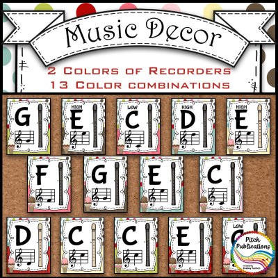 Recorder Fingering Chart Posters v2 - Music Decor SWEET SHOPPE
