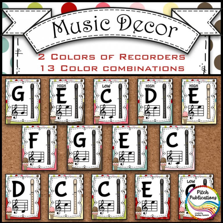 Recorder Fingering Chart Posters v2 - Music Decor SWEET SHOPPE