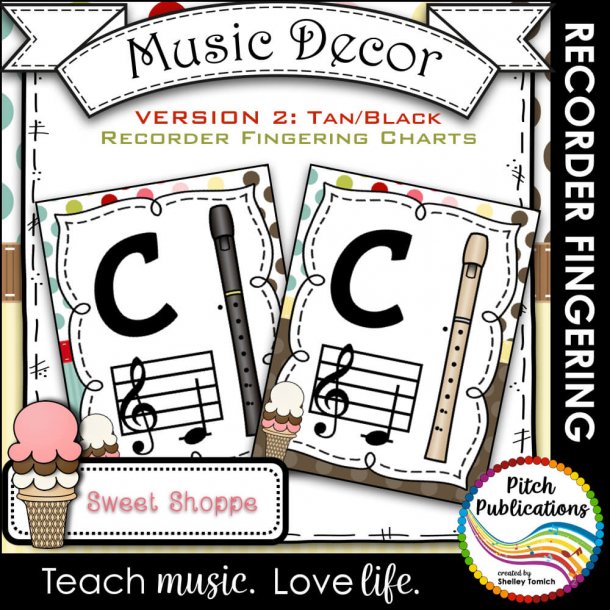 Recorder Fingering Chart Posters v2 - Music Decor SWEET SHOPPE