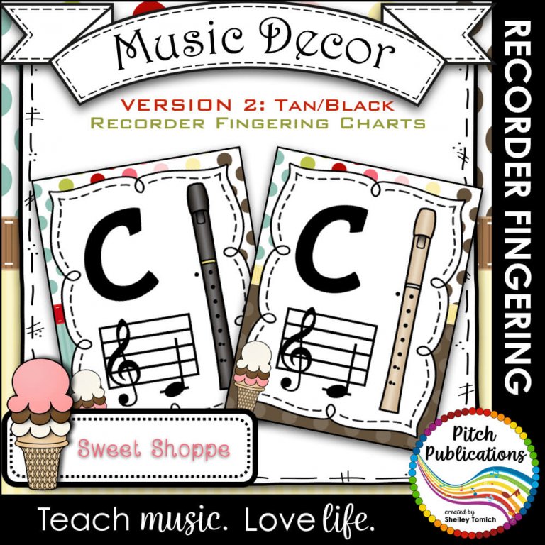 Recorder Fingering Chart Posters v2 - Music Decor SWEET SHOPPE