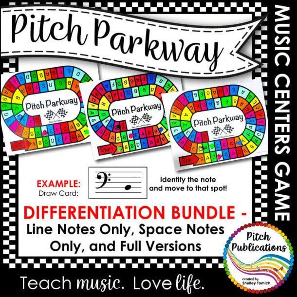 Music Centers: Pitch Parkway - Bass Clef Customizable Game, Practice