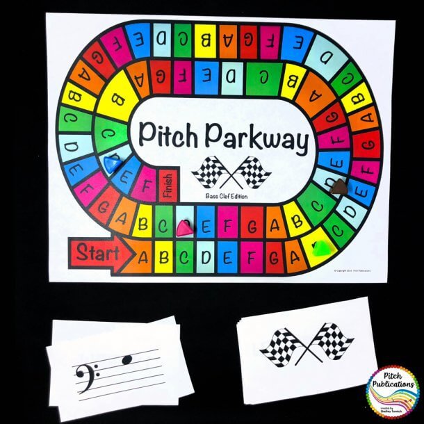 Music Centers: Pitch Parkway - Bass Clef Customizable Game, Practice