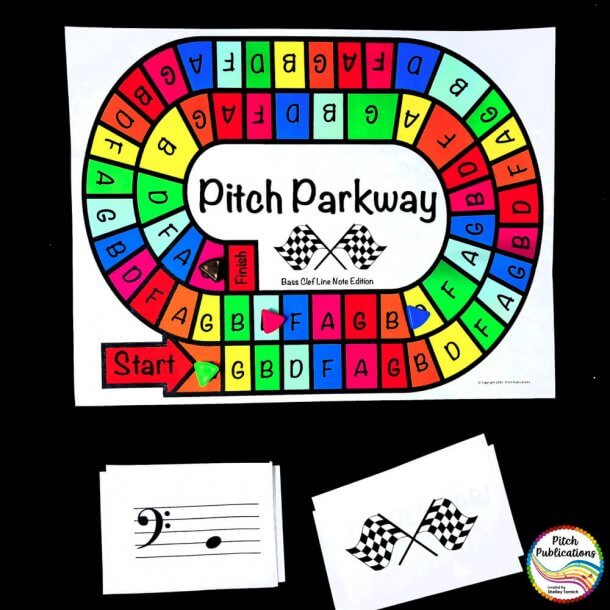 Music Centers: Pitch Parkway - Bass Clef Customizable Game, Practice