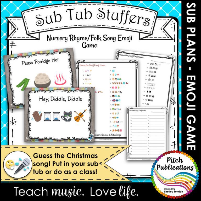 Music Sub Tub Stuffers: Guess the Nursery Rhyme / Folk Song Emoji Game