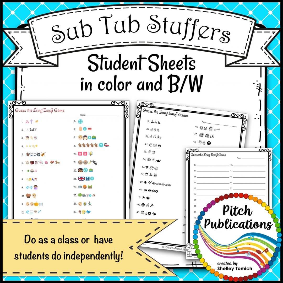 Music Sub Tub Stuffers: Guess the Nursery Rhyme / Folk Song Emoji Game