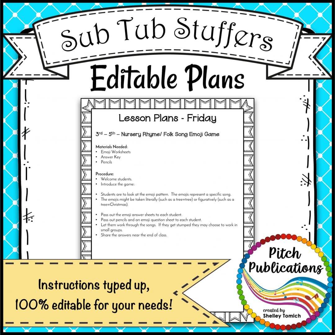 Music Sub Tub Stuffers: Guess the Nursery Rhyme / Folk Song Emoji Game