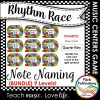 Music Centers: Rhythm Race Note Naming Edition {BUNDLE} Levels B, 1-8