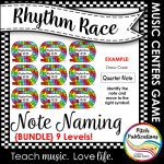 Music Centers: Rhythm Race Note Naming Edition {BUNDLE} Levels B, 1-8