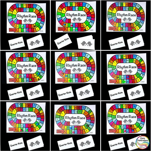 Music Centers: Rhythm Race Note Naming Edition {BUNDLE} Levels B, 1-8