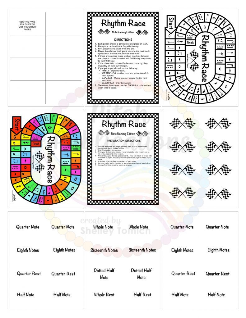 Music Centers: Rhythm Race Note Naming Edition {BUNDLE} Levels B, 1-8