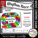 Music Centers: Rhythm Race Note Naming Edition {BUNDLE} Levels B, 1-8