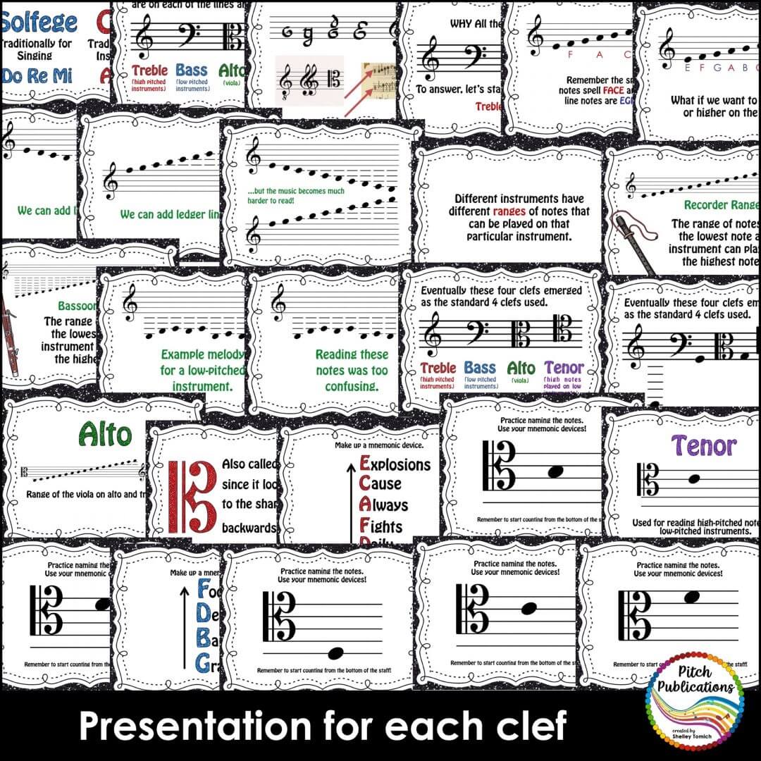 Introducing Clefs - Treble Clef, Bass Clef, Alto Clef, and Tenor Clef ...