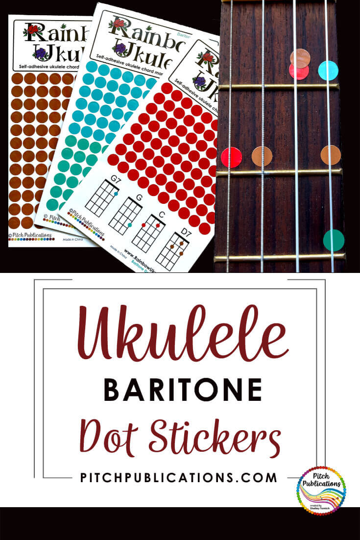 Rainbow Ukulele Baritone Colored Dot Stickers for Teaching Ukulele