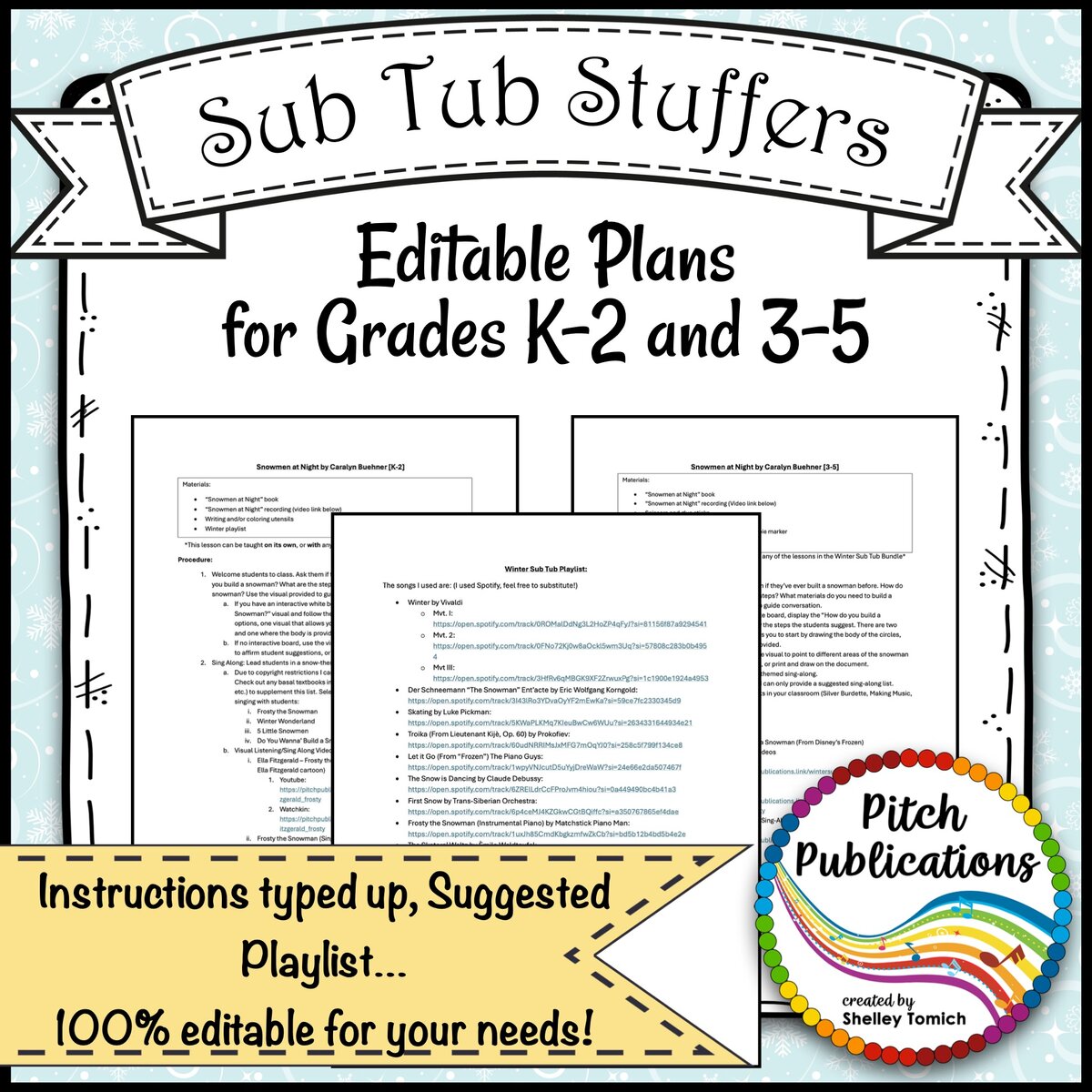Music Sub Tub Stuffers: K-5 Substitute Plan -Snowmen at Night